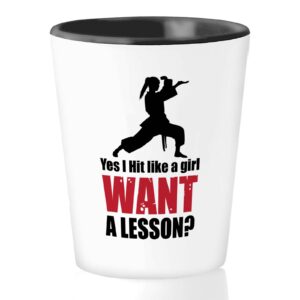 bubble hugs martial arts shot glass 1.5oz - a girl want lesson - self defense taekwondo fans jiu jitsu trainer sport instructor optimistic boxing sportbella kick fighting