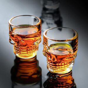 Skull Coffee Mug Clear Double Crystal Glass Whiskey Vodka Cup Suitable for Home Bar Club