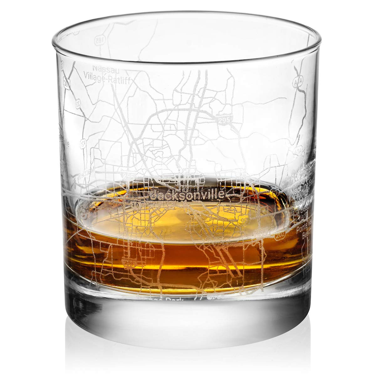 Rocks Whiskey Old Fashioned 11oz Glass Urban City Map Jacksonville Florida