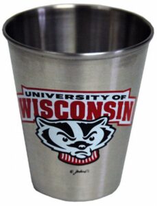 ncaa wisconsin badgers shotglass stainless steel