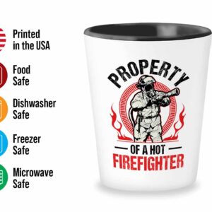 Bubble Hugs Firefighter Shot Glass 1.5oz - Property Of A Hot - Emergency Unit Firefighting Fire Academy Inspectors Profession Firetruck Sirens