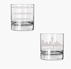 brindle southern farms frasier inspired etched rocks glass set of 2 - frasier fan gift