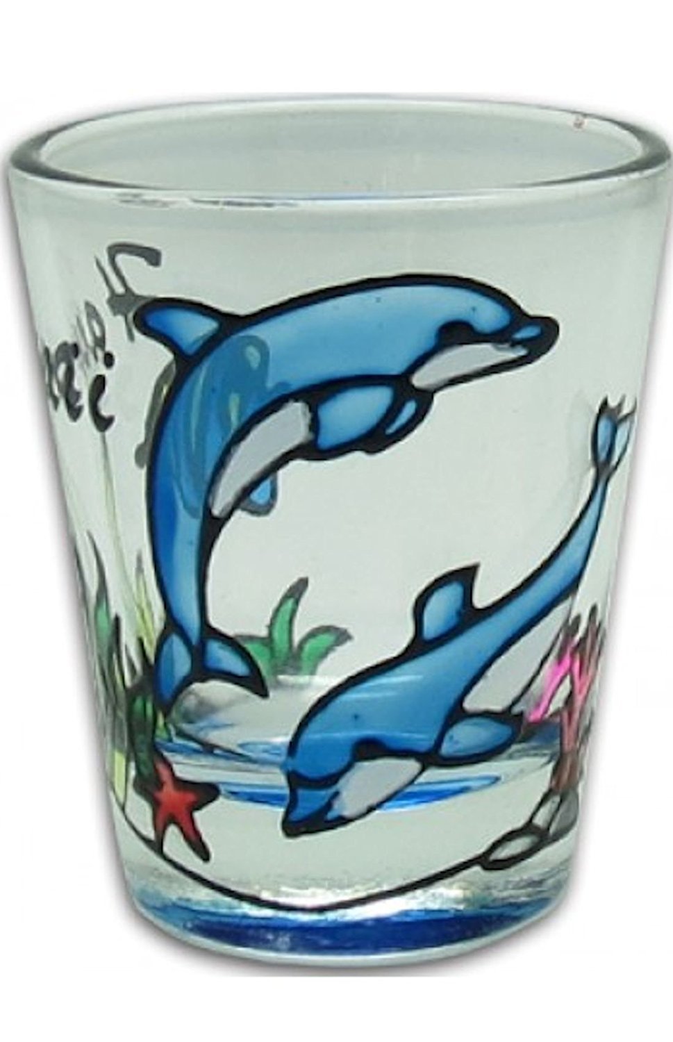 Hawaiian Hand Painted Shot Glass Dolphins