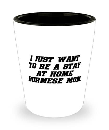 I Just Want to Be a Stay at Home Burmese Mom. Shot Glass, Burmese Cat Ceramic Cup, Cute For Burmese Cat