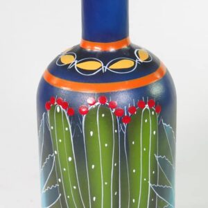 Mexican Shot Glasses Tequila Making Scene, Poncho with Agave Cactus hand painted Bottle, 4 shot glasses