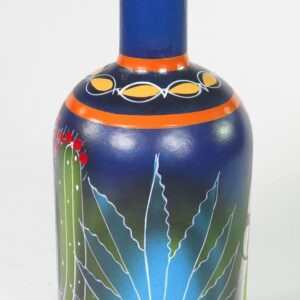 Mexican Shot Glasses Tequila Making Scene, Poncho with Agave Cactus hand painted Bottle, 4 shot glasses