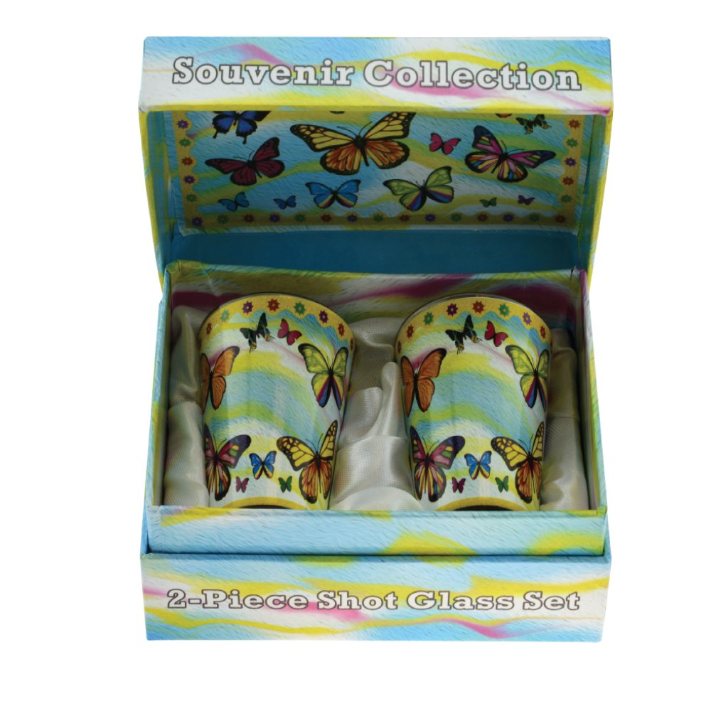 Rockin Shot Glasses Butterfly Shot Glass Set of 2 Beautiful Novelty Butterflies Gifts, Best Gift Idea or Collectors Item, Gift Boxed Included (2 Pack)