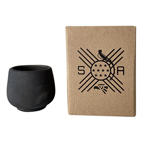 San Andreas Exports, Whiskey Lowball Cup Handmade from Black Ceramic Barro Negro - Fair Trade, Artisan Made, Handcrafted, Natural Materials and Eco-Friendly Package - 9oz for Liquor, Cocktails