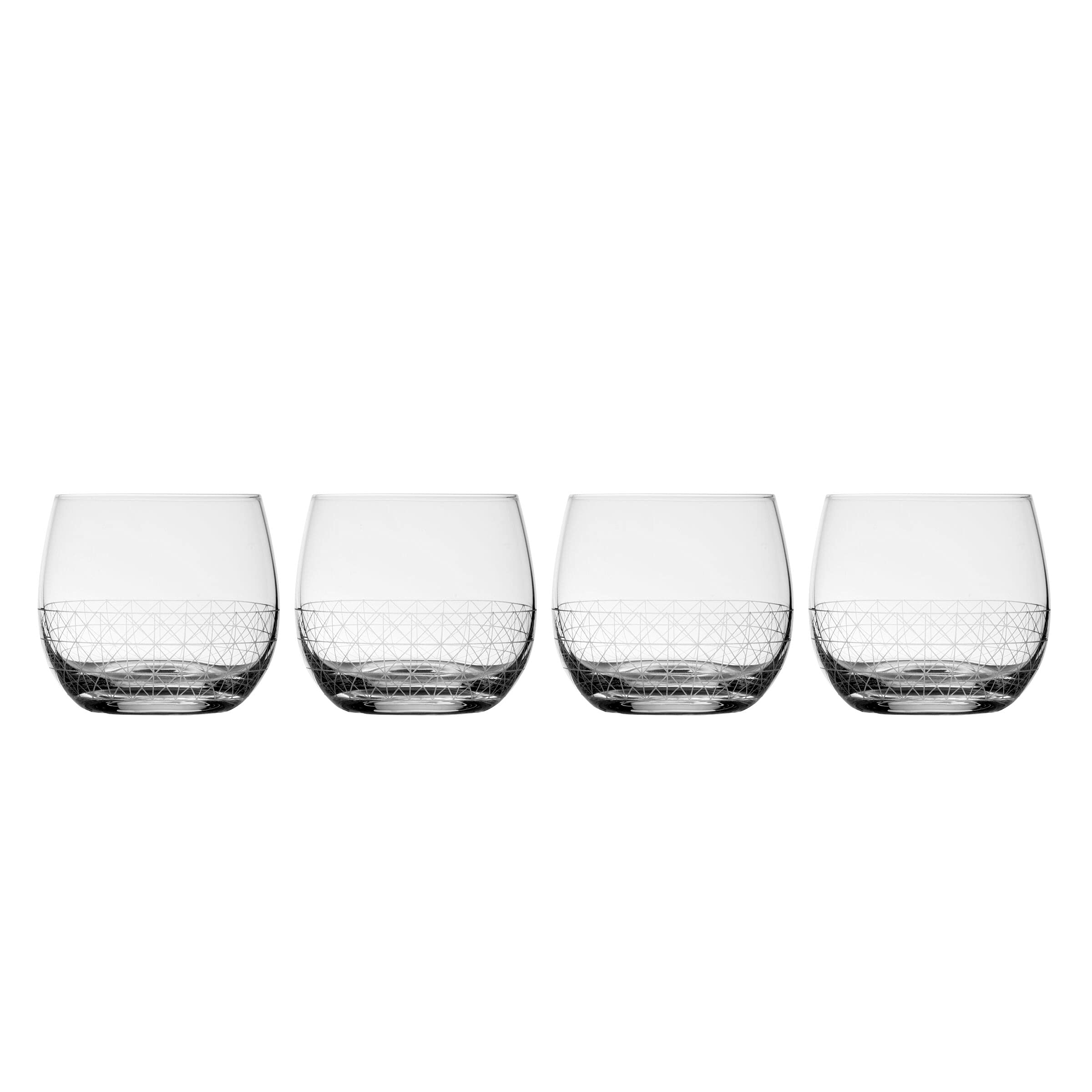 Scott Living Axis Double Old-Fashioned Whiskey Set of 4, 14-Ounce, Clear