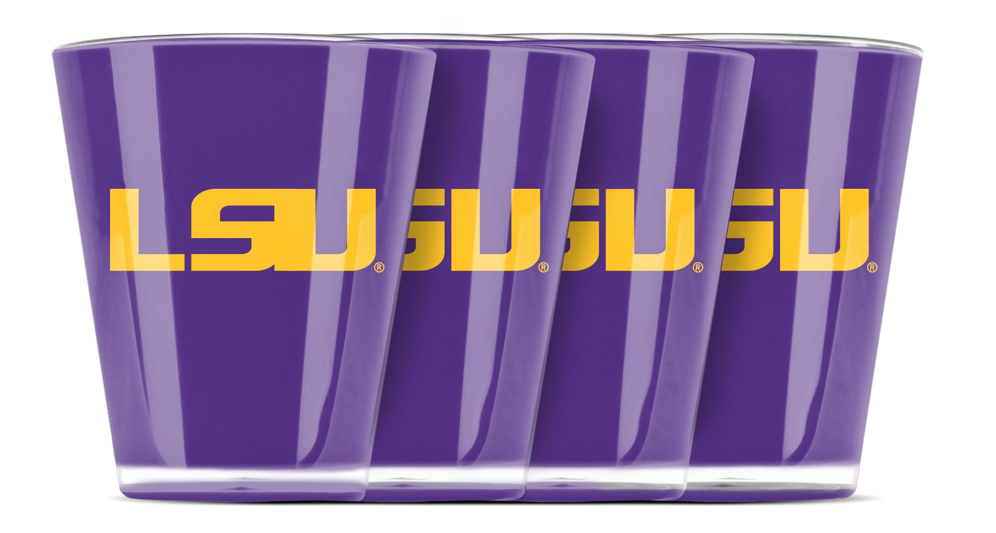 Duck House NCAA Louisiana State Tigers Insulated Acrylic Shot Glass Set of 4 , White, 16 Ounce