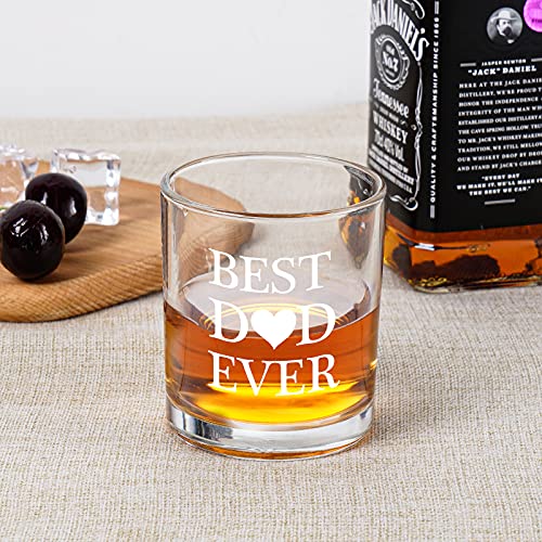 Dad Gift - Dad Whiskey Glass 10oz, Best Dad Ever Old Fashioned Whiskey Glass for Men, Dad, New Dad, Gift Idea for Father's Day, Christmas, Birthday, Baby Shower