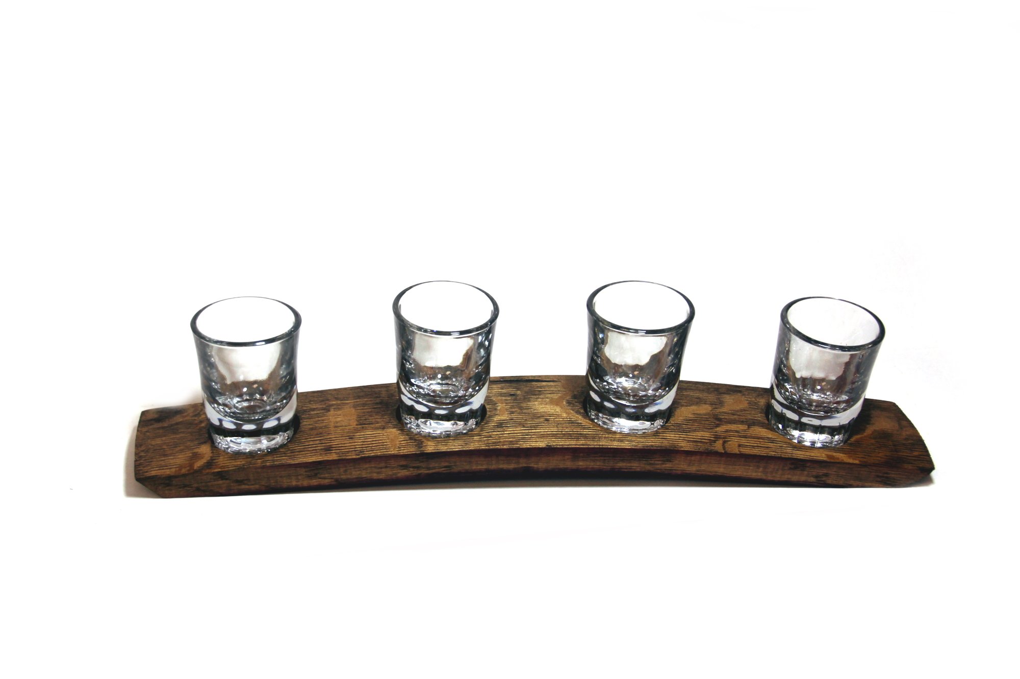 4 Glass Whiskey, Bourbon or Scotch Flight (Dark Walnut