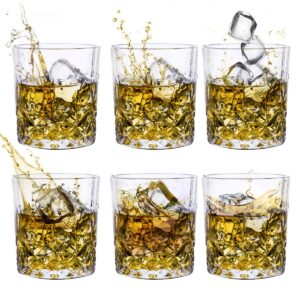 whiskey glass set, old fashioned liquor vodka bourbon lowball bourbon cocktail scotch tumbler bar glasses-7 oz set of 6