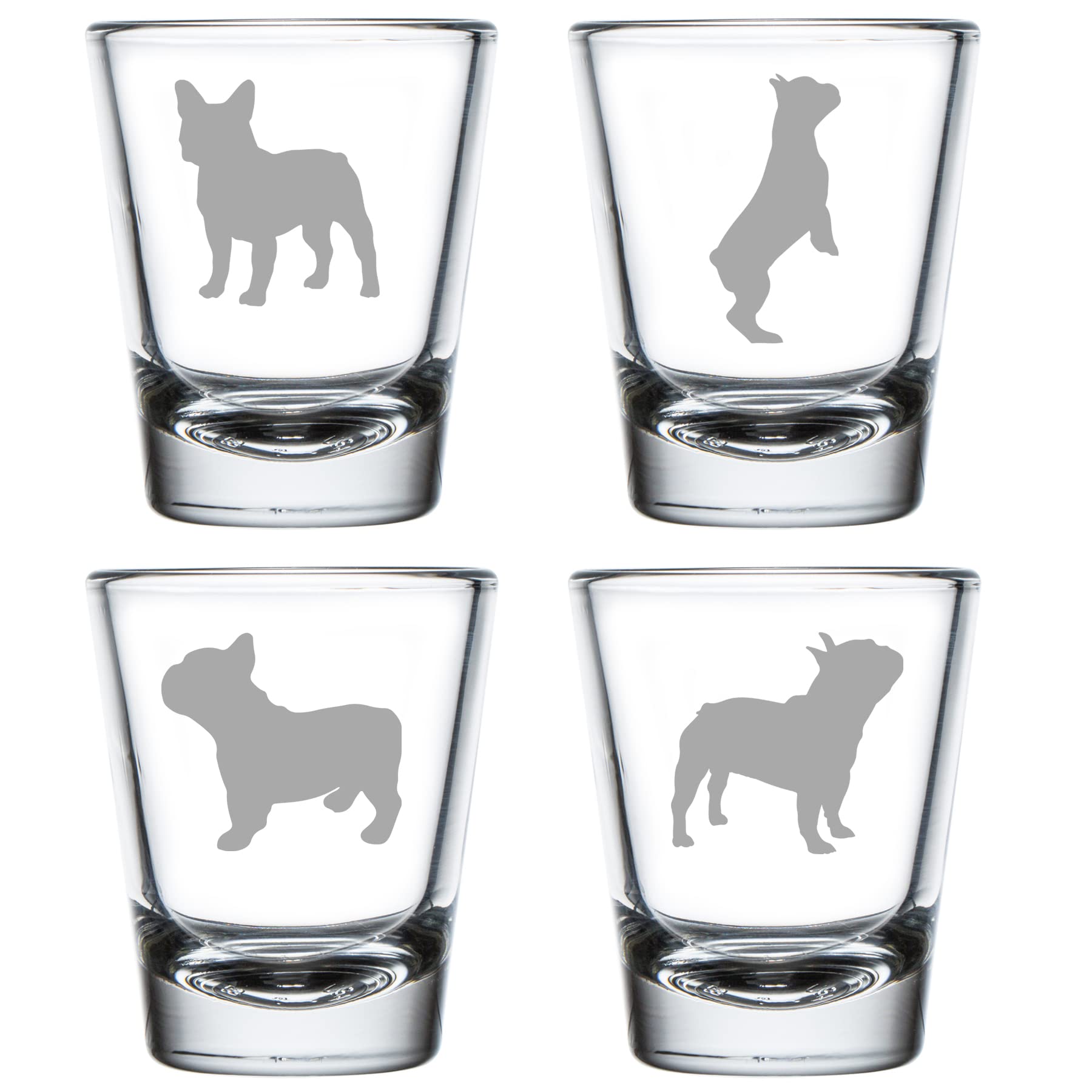 MIP Set of 4 Shot Glasses 1.75oz Shot Glass Frenchie French Bulldog Collection Gift