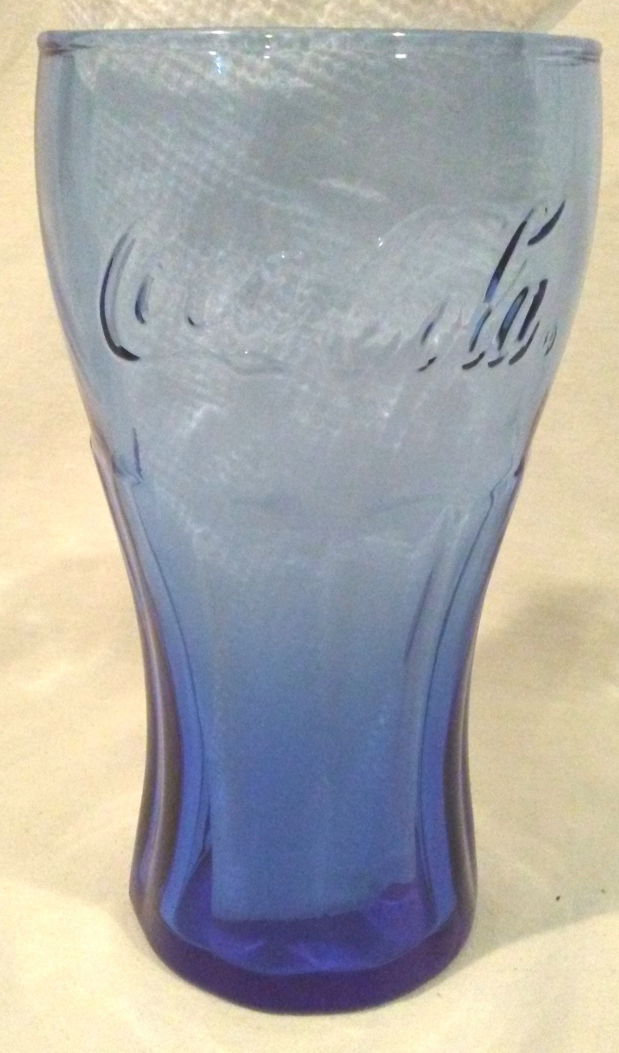 Coca Cola Cobalt Blue Glass 6", Coca Cola Curved Fountain Glass