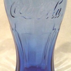 Coca Cola Cobalt Blue Glass 6", Coca Cola Curved Fountain Glass