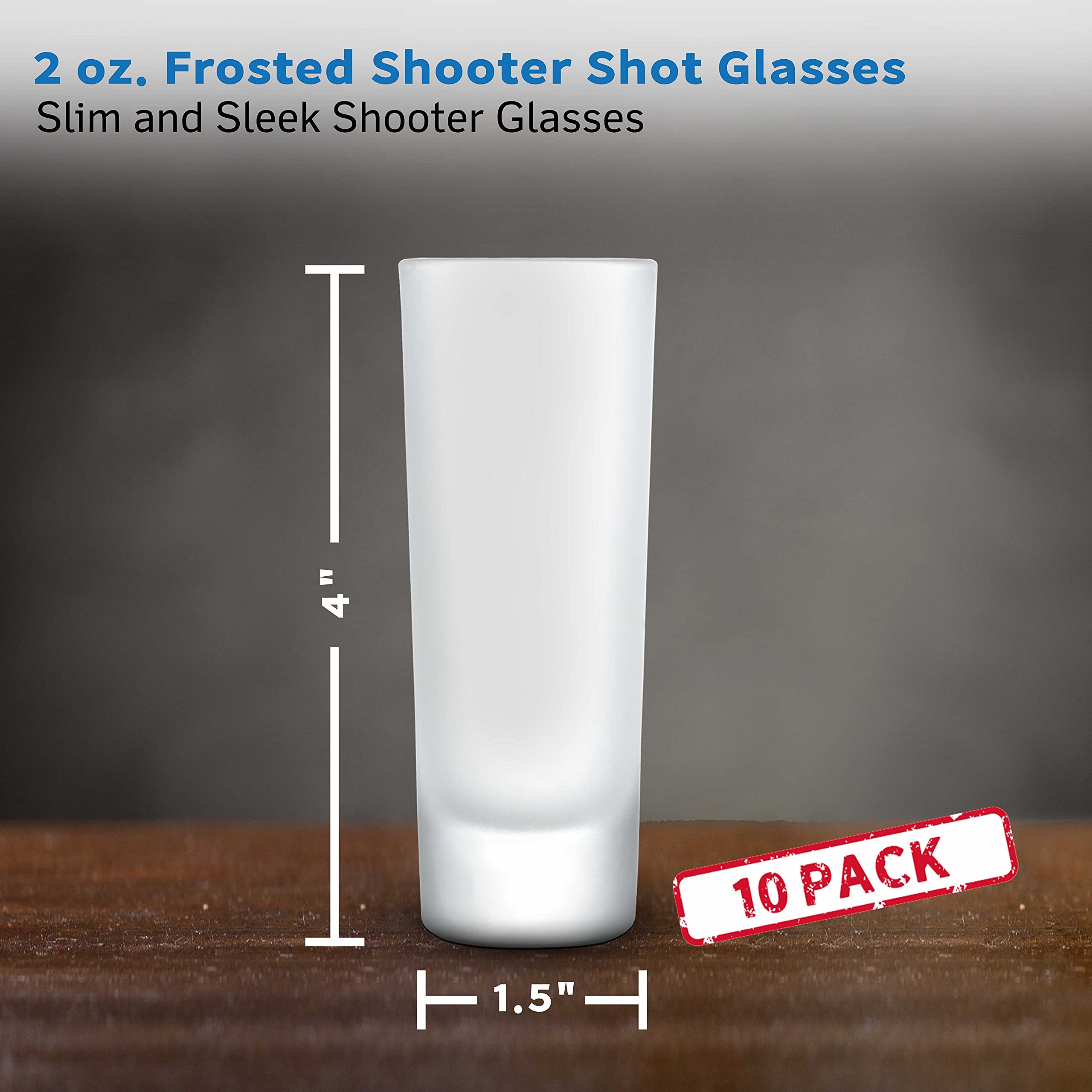 DISCOUNT PROMOS 10 Frosted Shooter Shot Glasses Set, 2 oz. - Barware, Velvet - Frosted