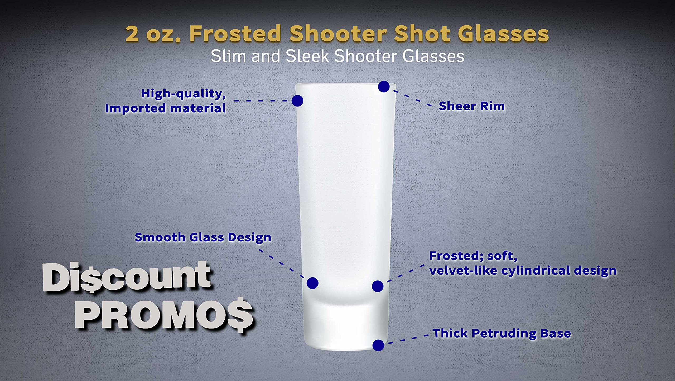 DISCOUNT PROMOS 10 Frosted Shooter Shot Glasses Set, 2 oz. - Barware, Velvet - Frosted