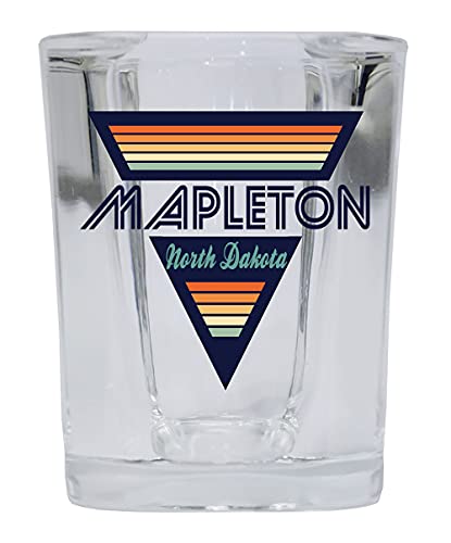 R and R Imports Mapleton North Dakota 2 Ounce Square Base Liquor Shot Glass Retro Design