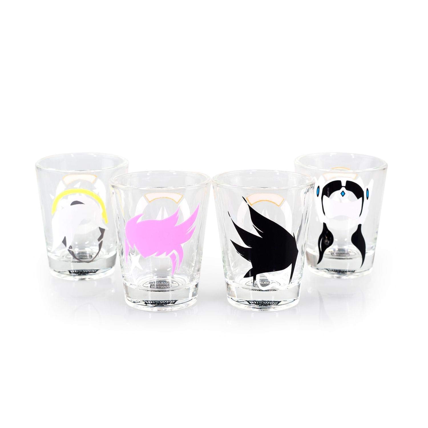 JUST FUNKY Overwatch Shot Glass Set | Tracer, D.Va, Mercy, & Symmetra | Set Of 4 Glasses