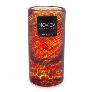 NOVICA Hand Blown Red Swirl Recycled Glass Shot Glasses, 2 Oz 'Ripe Ruby' (Set Of 6)