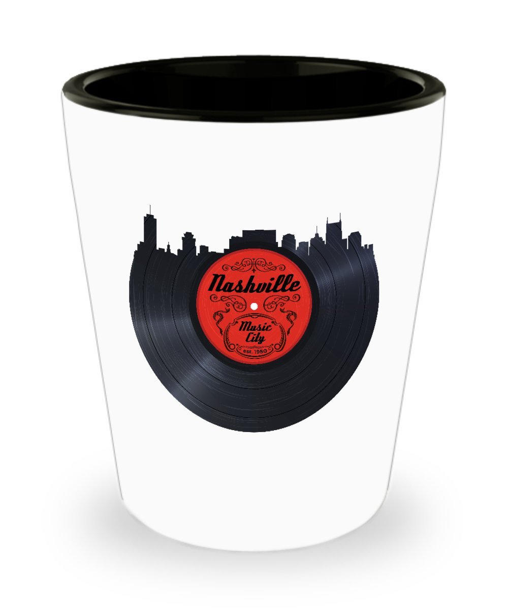 Nashville Music City Shot Glass for Country Music and Vinyl Fans_AB