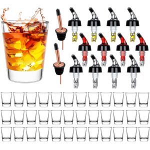 suprobarware shot glass set of 36 heavy base shot glass bulk 2 oz plus measured liquor bottle pourers 12packs — 1oz/30ml