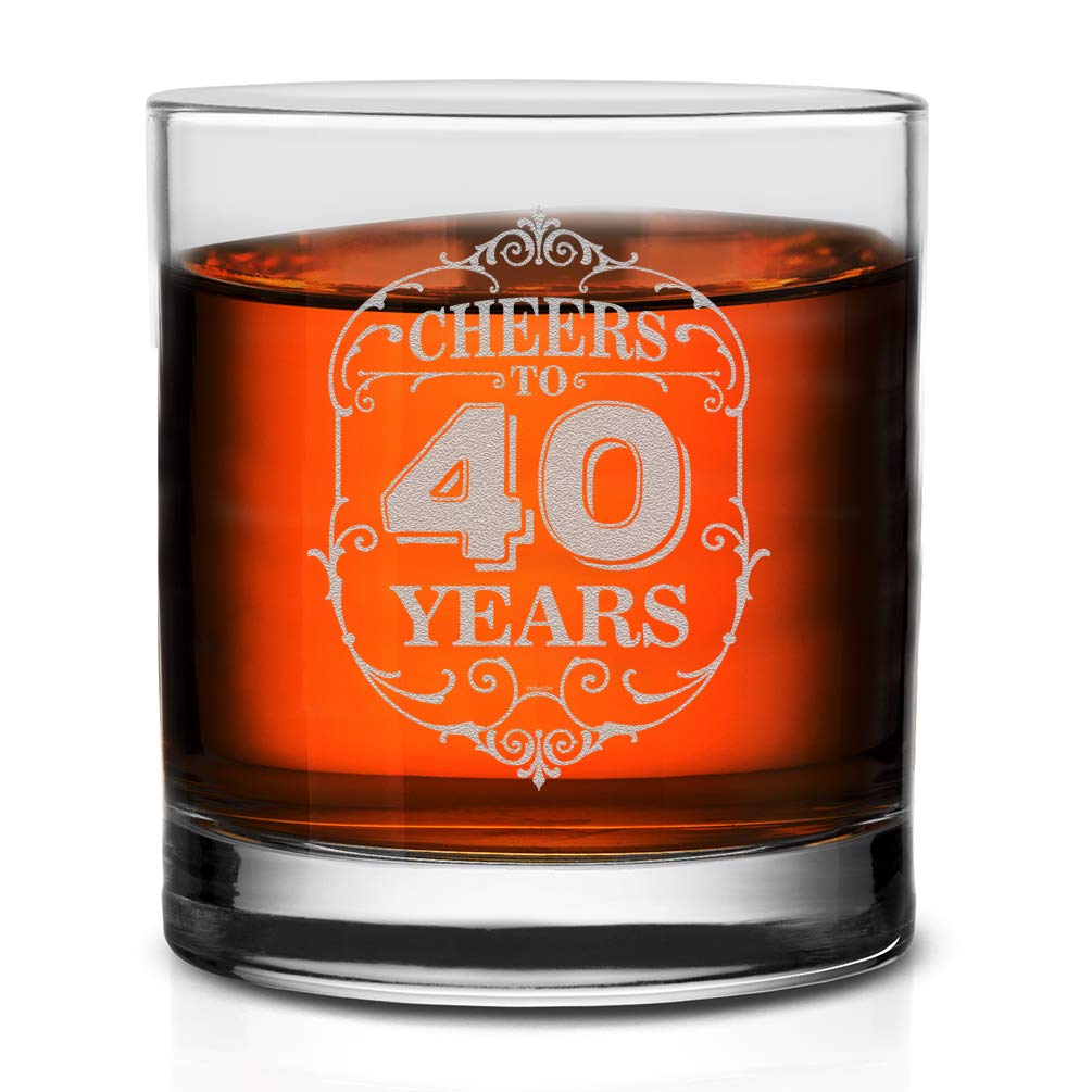 Veracco Cheers To 40 Years Whiskey Glass Funny Gift For Someone Who Loves Drinking Bachelor 40th Birthday Party Favors Fourty and Fabulous (Clear, Glass)