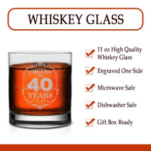 Veracco Cheers To 40 Years Whiskey Glass Funny Gift For Someone Who Loves Drinking Bachelor 40th Birthday Party Favors Fourty and Fabulous (Clear, Glass)