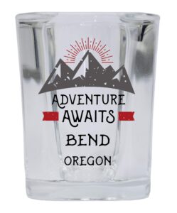 r and r imports bend oregon souvenir 2 ounce square base liquor shot glass adventure awaits design