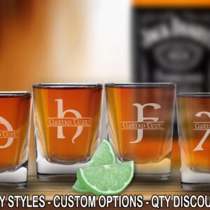 Celtic Initial 2.5oz Shot glass shooter (one) Split Monogram w/Free Customization