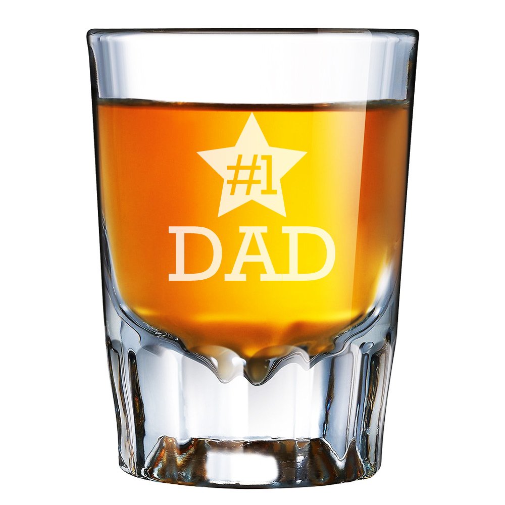 Number 1 One Dad Engraved Barcraft Fluted Shot Glass