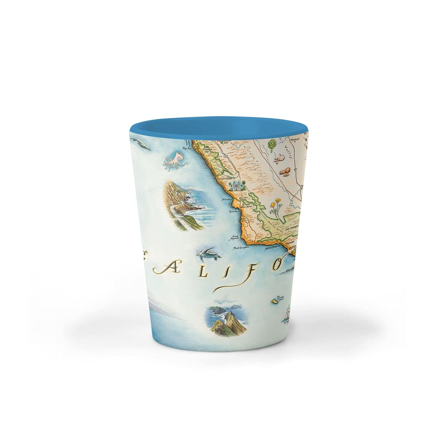 Xplorer Maps Southern California Map Ceramic Shot Glass, BPA-Free - For Office, Home, Gift, Party