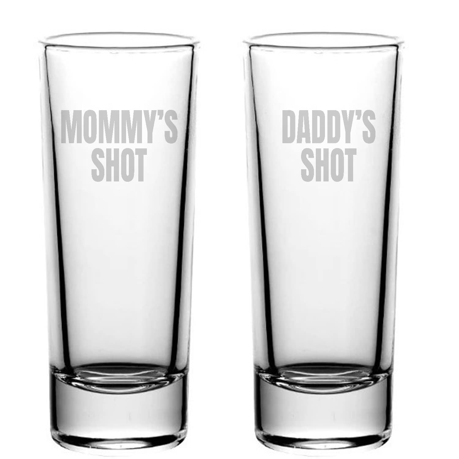 Alankathy Mugs shot glass set mommy daddy shot mommy's daddy's (2.0 OZ TALL)