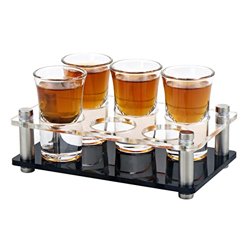 DIWNELEM Acrylic Shot Glass Holder Shot Glass Server Acrylic Cup Holder Shot Glass Serving Tray Shot Glass Base for Tequila Whiskey Brandy Vodka Spirit Liquor (2 * 3 Cup Holder,No Glass Cups)