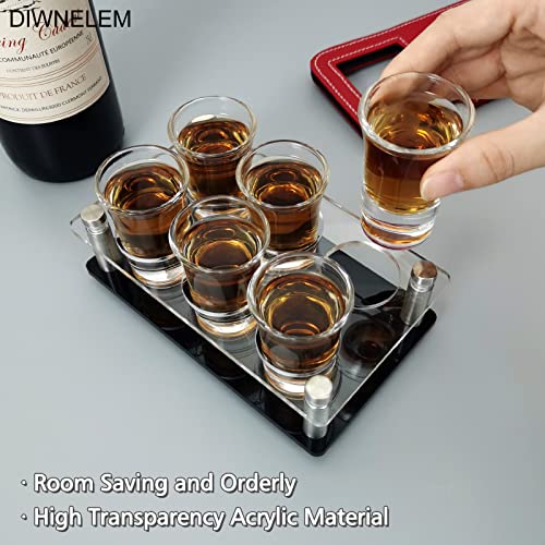 DIWNELEM Acrylic Shot Glass Holder Shot Glass Server Acrylic Cup Holder Shot Glass Serving Tray Shot Glass Base for Tequila Whiskey Brandy Vodka Spirit Liquor (2 * 3 Cup Holder,No Glass Cups)