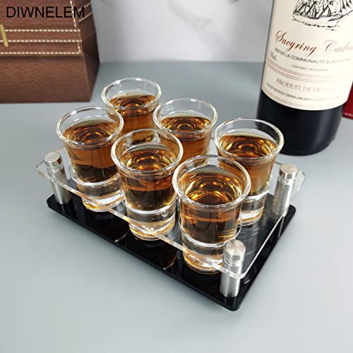 DIWNELEM Acrylic Shot Glass Holder Shot Glass Server Acrylic Cup Holder Shot Glass Serving Tray Shot Glass Base for Tequila Whiskey Brandy Vodka Spirit Liquor (2 * 3 Cup Holder,No Glass Cups)