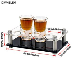 DIWNELEM Acrylic Shot Glass Holder Shot Glass Server Acrylic Cup Holder Shot Glass Serving Tray Shot Glass Base for Tequila Whiskey Brandy Vodka Spirit Liquor (2 * 3 Cup Holder,No Glass Cups)