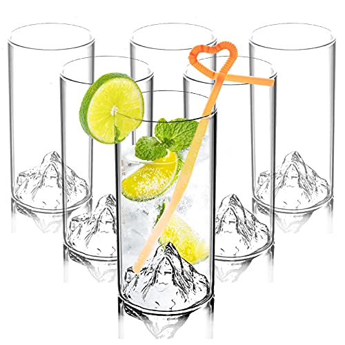 SFXFJ Juice Glasses, 6(5&1) Packs Crystal Mountain Old Fashioned Glasses, Borosilicate Glass Tea Cups, Bourbon Glasses for Men and Women(350ML/12OZ)