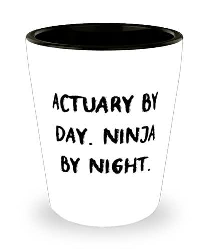 Funny Actuary Shot Glass, Actuary by Day. Ninja by Night, For Coworkers, Present From Colleagues, Ceramic Cup For Actuary