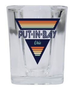 r and r imports put-in-bay ohio 2 ounce square base liquor shot glass retro design