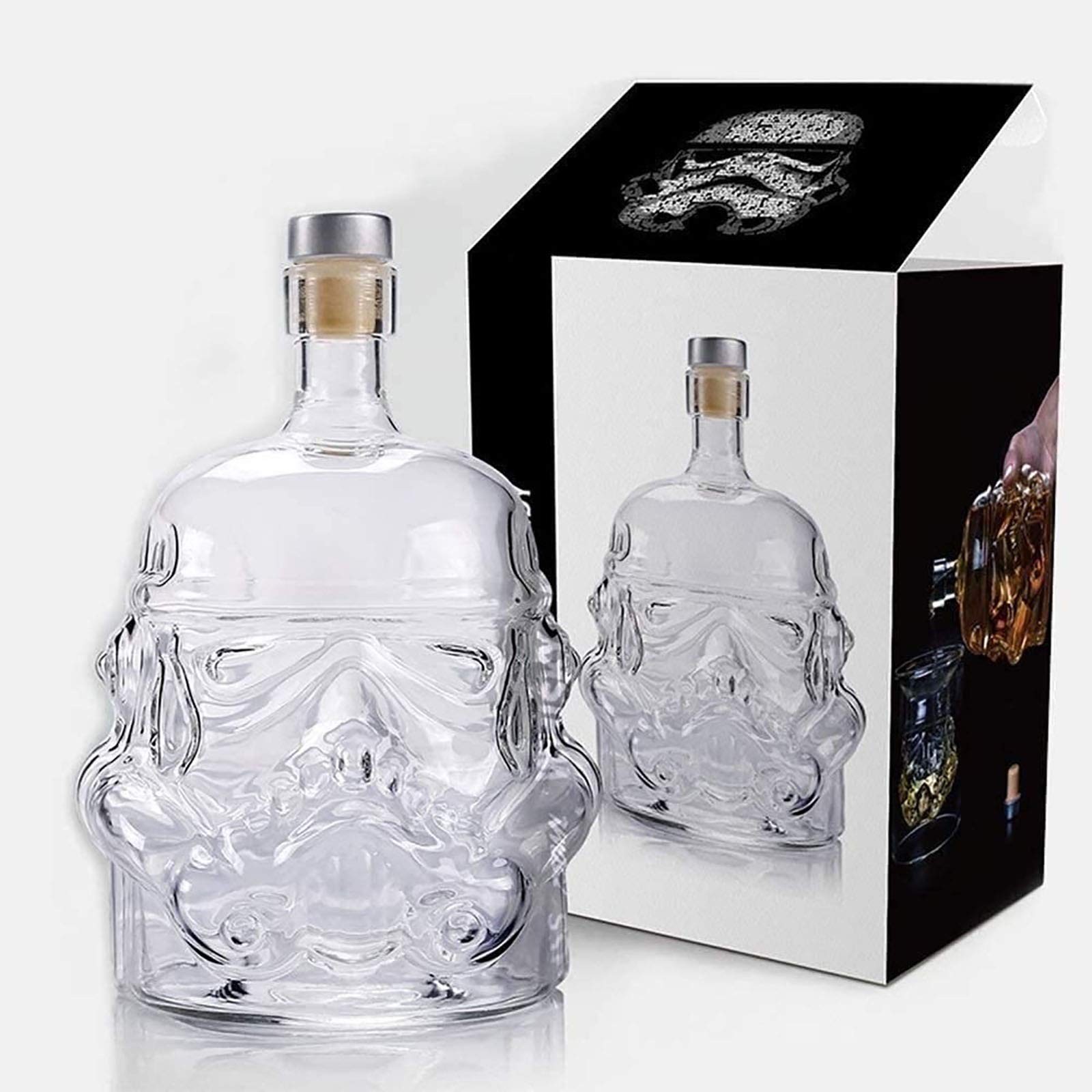 Transparent Creative Whiskey Decanter Set with 2 Glasses, Flask Carafe,Whiskey Carafe for Wine,Scotch,Bourbon,Vodka,Liquor - 750ML