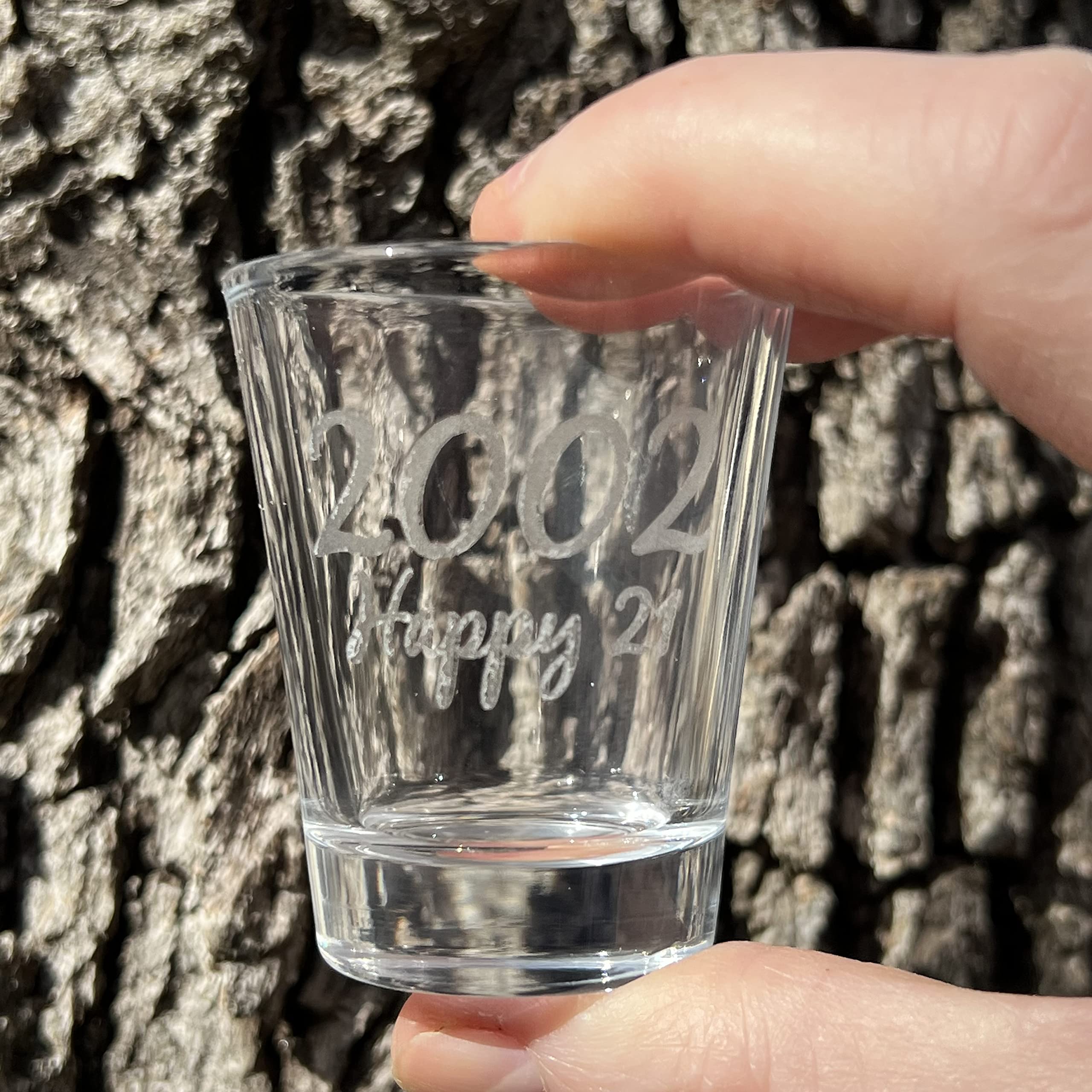 2oz Custom Happy 21 with your year PERSONALIZED Shotglass LASER