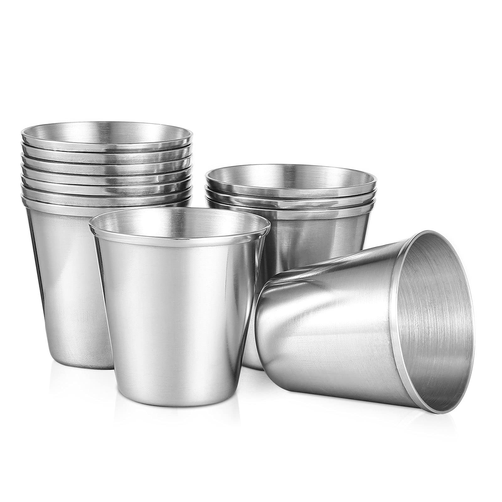 TOYANDONA Coffee Tumblers 12Pcs Stainless Steel Shot Glasses, Unbreakable Metal Shot Cups Drinking Tumbler Travel Coffee Tea Cup Whiskey Glasses for Home Bar Camping Supplies