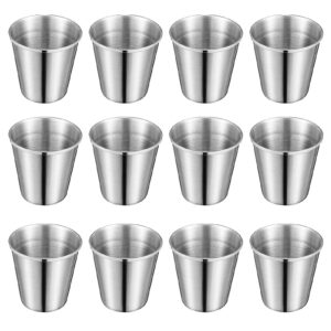 TOYANDONA Coffee Tumblers 12Pcs Stainless Steel Shot Glasses, Unbreakable Metal Shot Cups Drinking Tumbler Travel Coffee Tea Cup Whiskey Glasses for Home Bar Camping Supplies