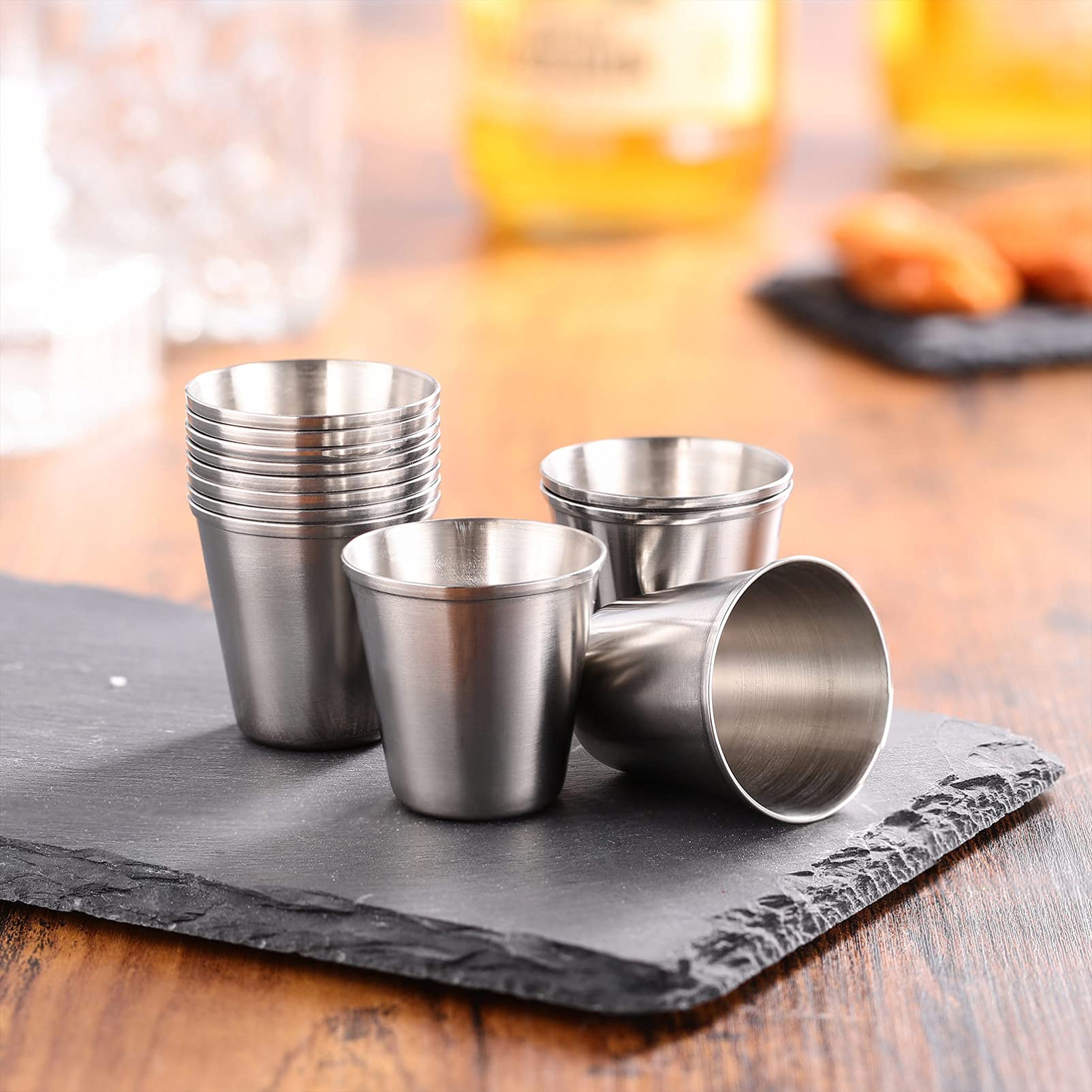 TOYANDONA Coffee Tumblers 12Pcs Stainless Steel Shot Glasses, Unbreakable Metal Shot Cups Drinking Tumbler Travel Coffee Tea Cup Whiskey Glasses for Home Bar Camping Supplies