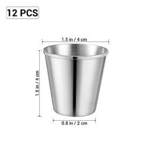 TOYANDONA Coffee Tumblers 12Pcs Stainless Steel Shot Glasses, Unbreakable Metal Shot Cups Drinking Tumbler Travel Coffee Tea Cup Whiskey Glasses for Home Bar Camping Supplies