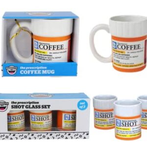 Toptoys2u Bargain Bundles Great Value Novelty Gift Set - The Prescription Shot Glass Set & The Prescription Coffee Mug - Twin Pack