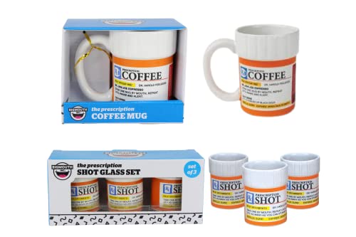 Toptoys2u Bargain Bundles Great Value Novelty Gift Set - The Prescription Shot Glass Set & The Prescription Coffee Mug - Twin Pack