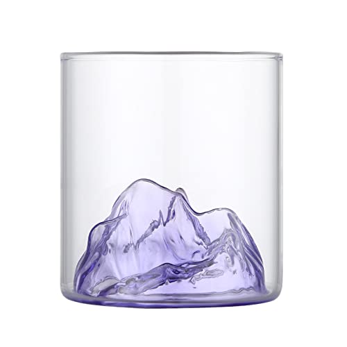 Purple Vintage Japanese style Mountain Whiskey Glass,Rocks Glasses in Gift Box,Glass for Drinking Bourbon,Scotch,Cocktails or Tea,The art of drinking